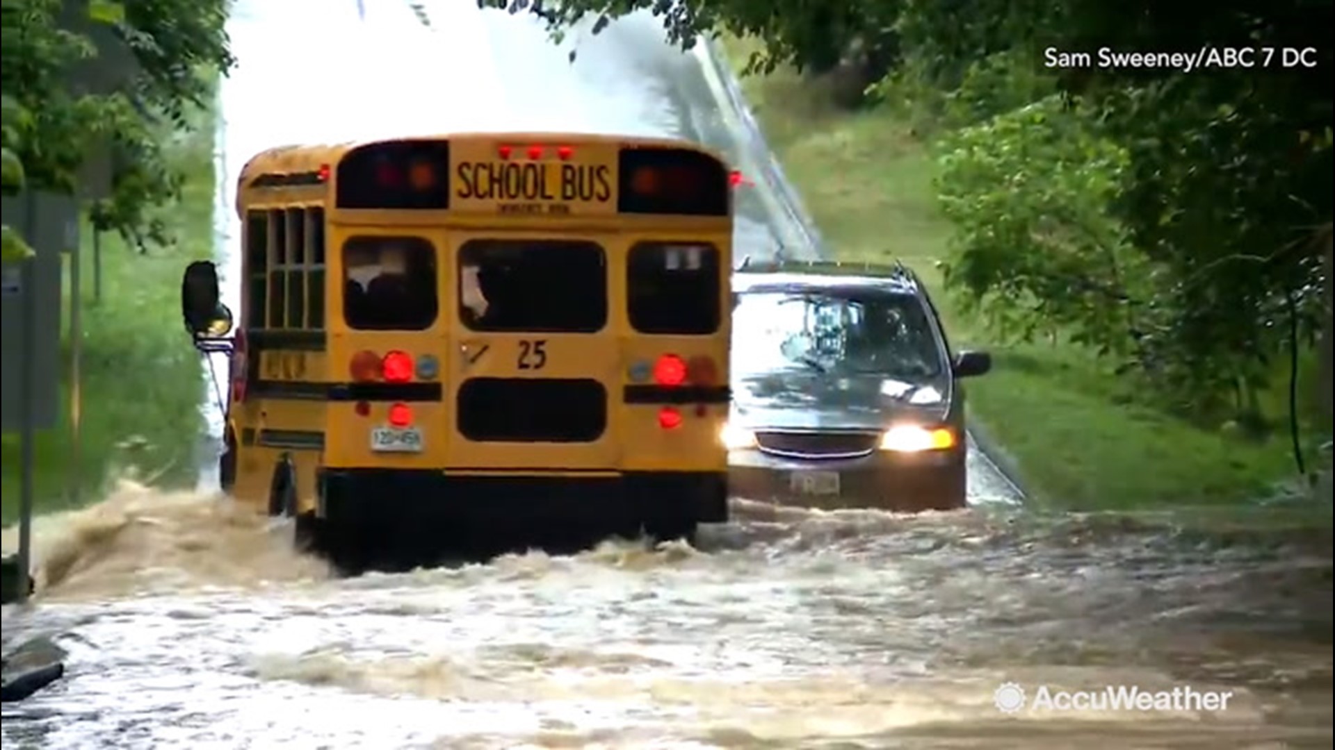 School bus drives through dangerously high floodwaters | wtol.com