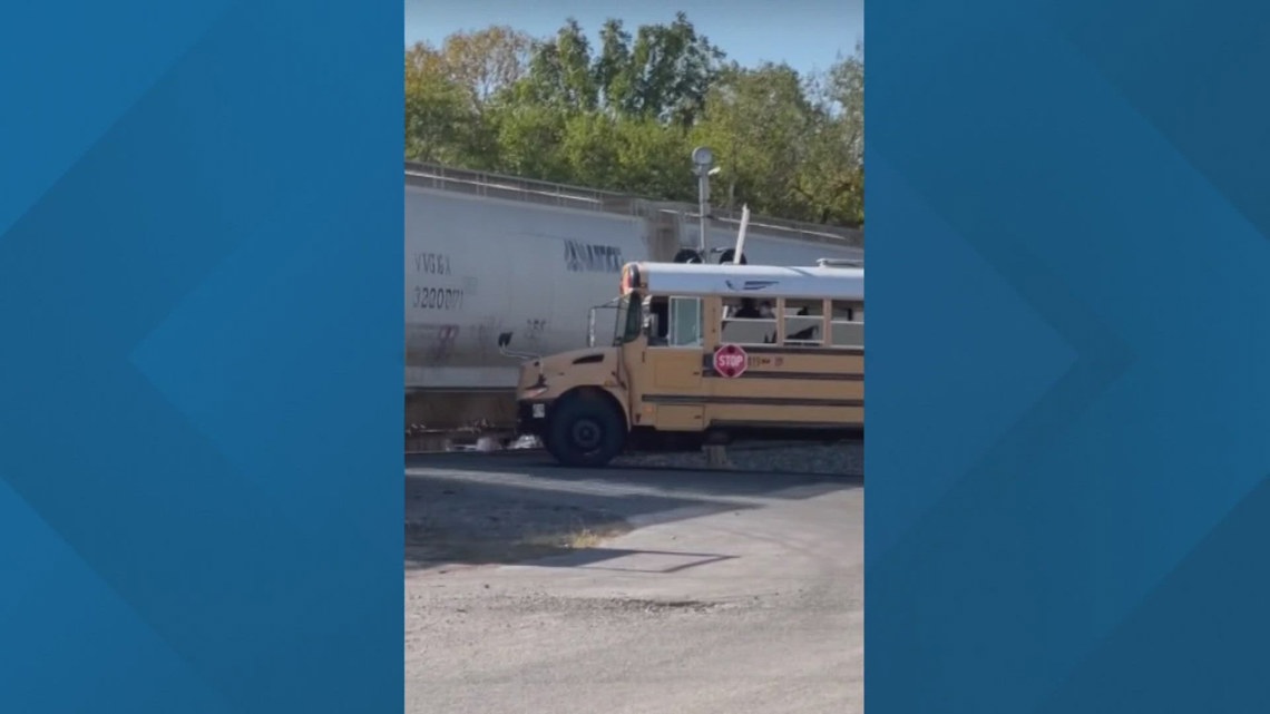Video shows Columbus school bus barely miss getting hit by train | wtol.com