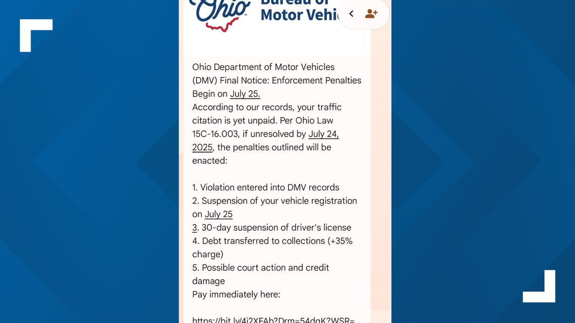 Ohio BMV warns against resurfacing traffic ticket scam | wtol.com
