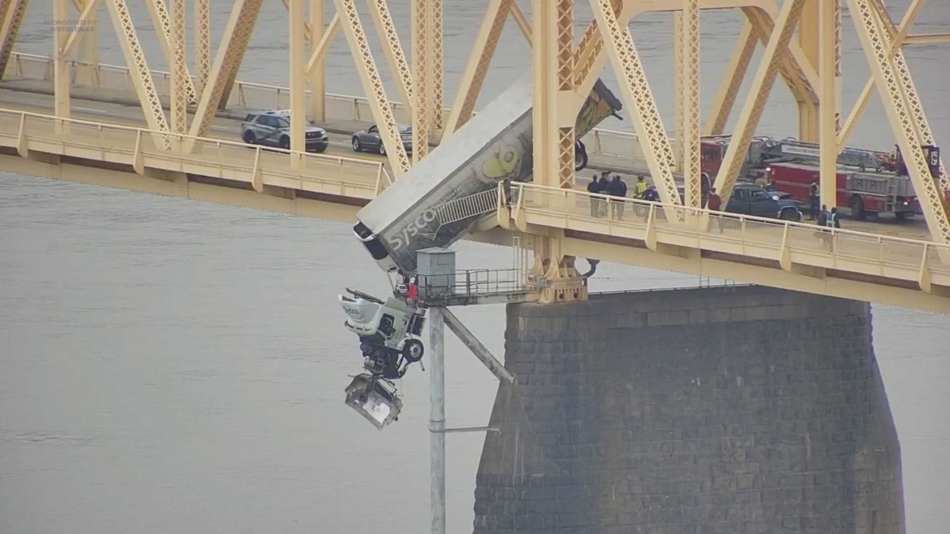 Semi truck driver dangles, rescued from Clark Memorial Bridge | wtol.com