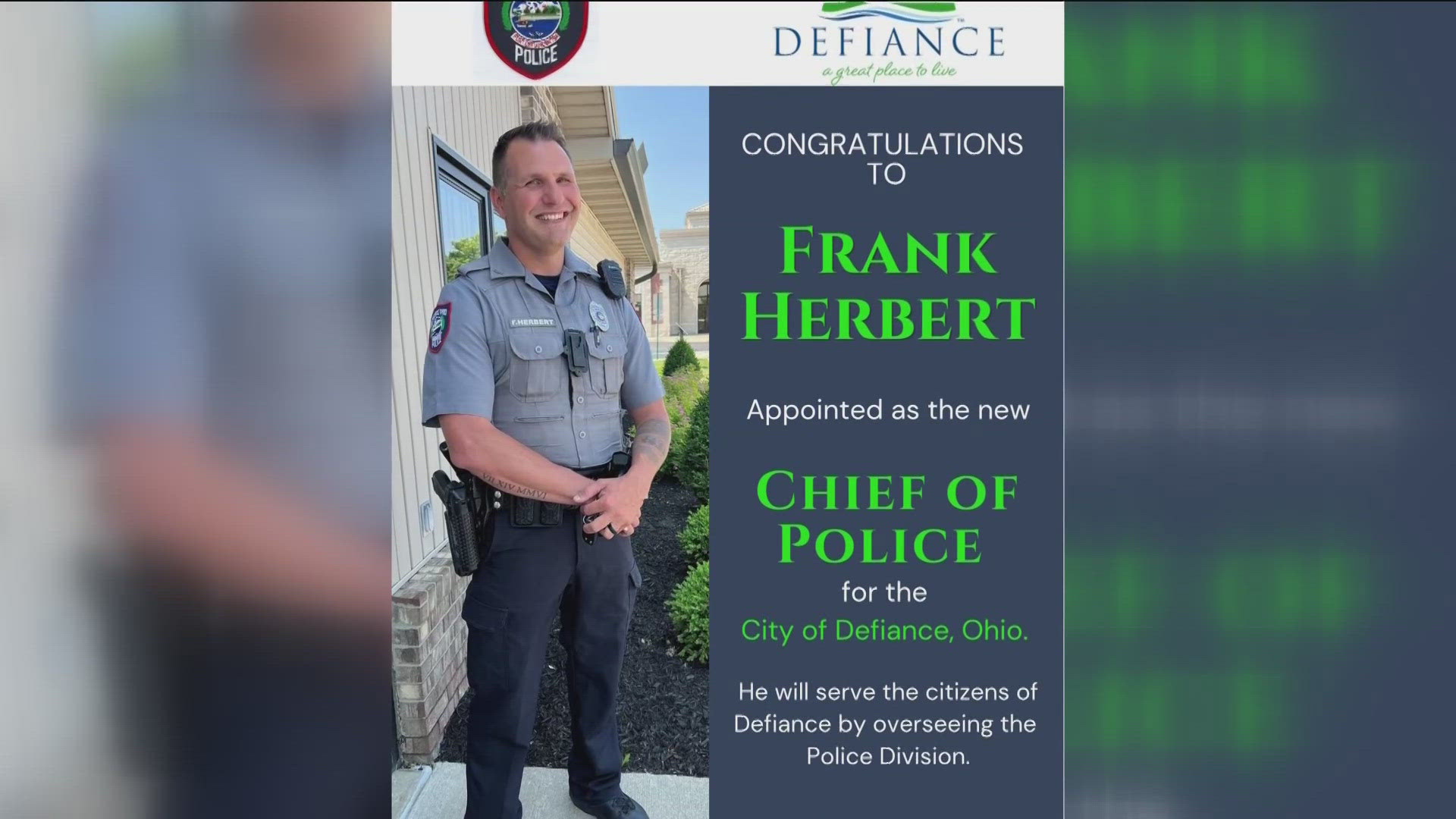 Frank Herbert named Defiance police chief | wtol.com