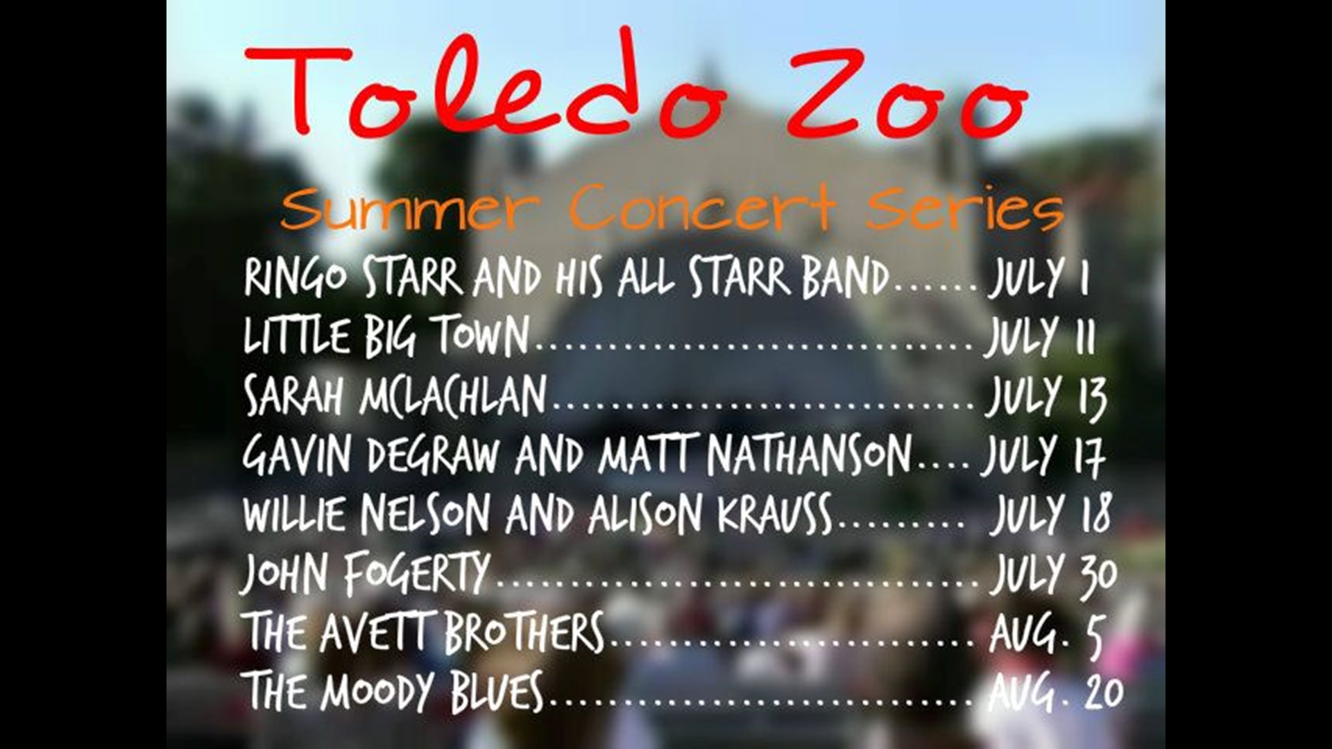 Toledo Zoo announces line-up for Summer Concert Series | wtol.com