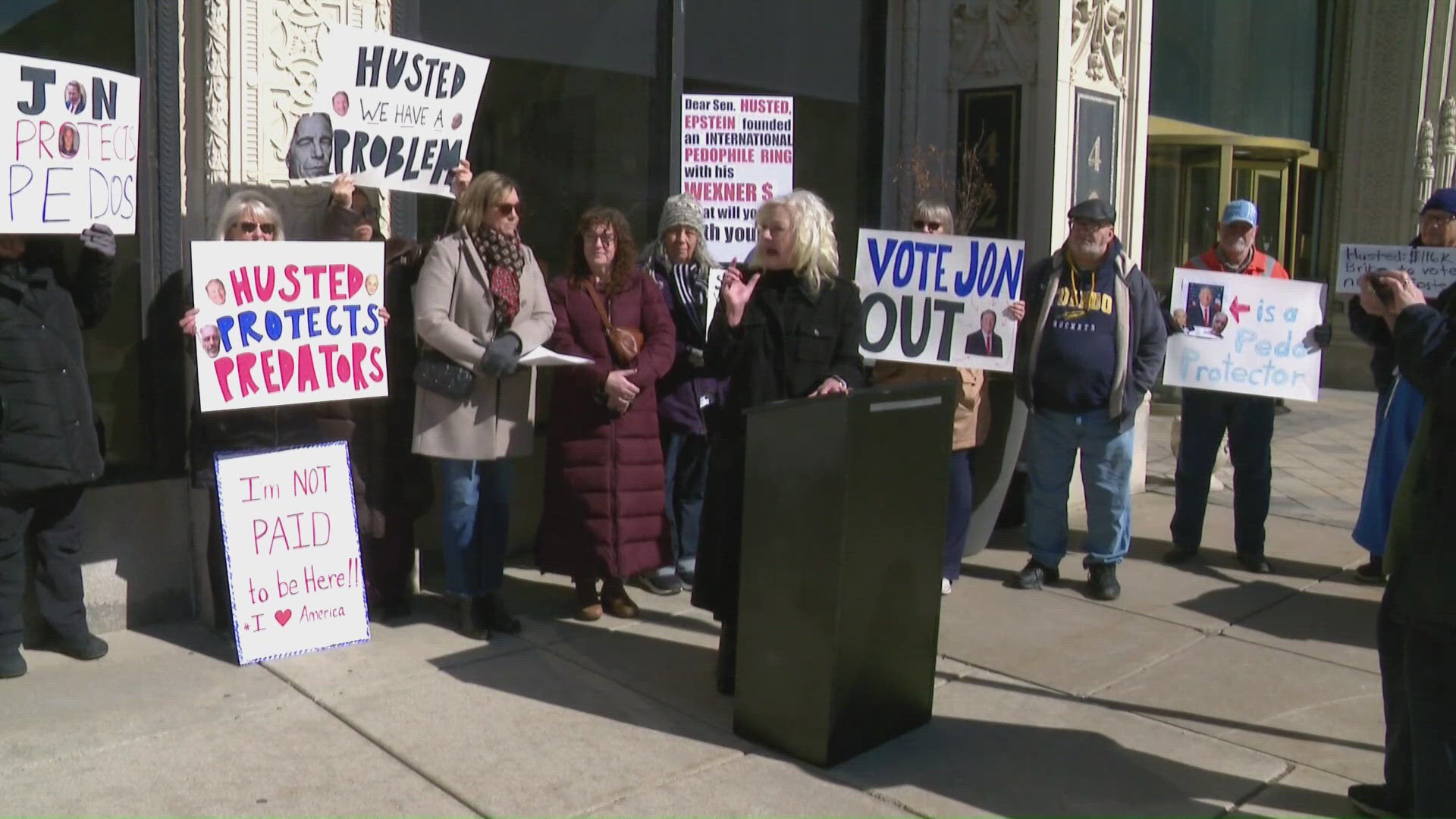 Ohioans protest outside Husted’s Toledo office over donations tied to ...