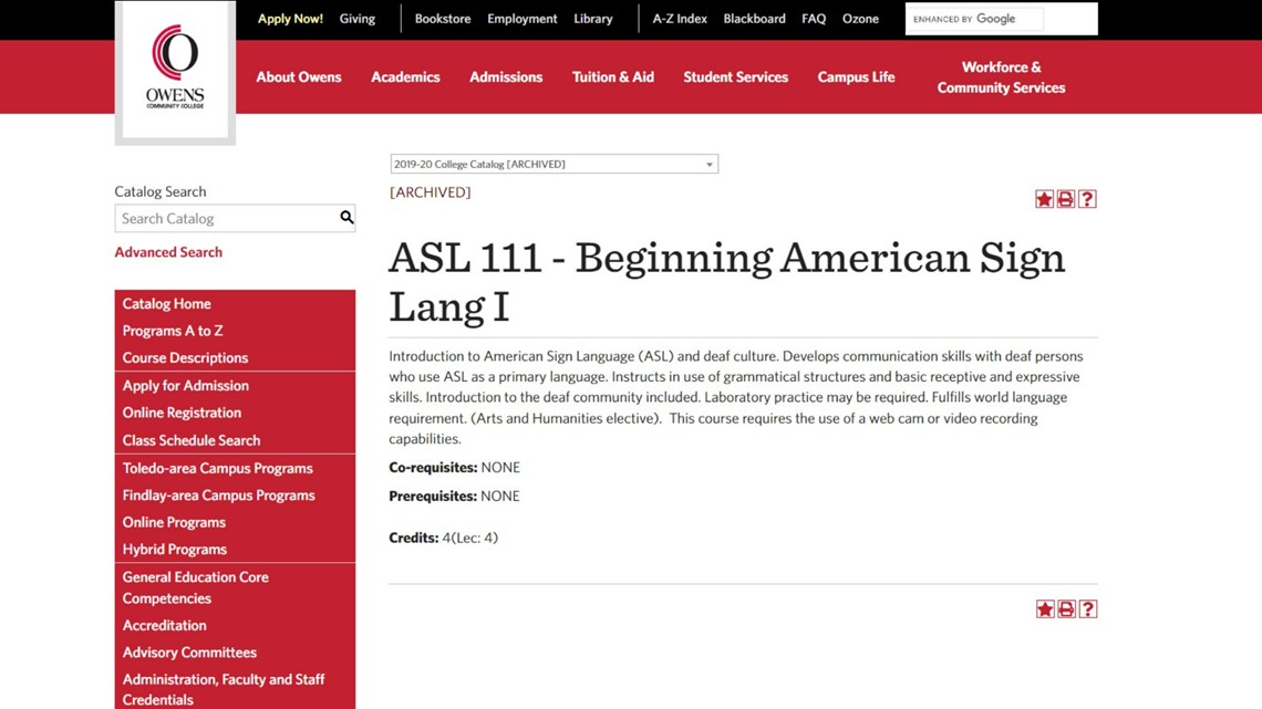 American Sign Language certificate at Owens Community College | wtol.com