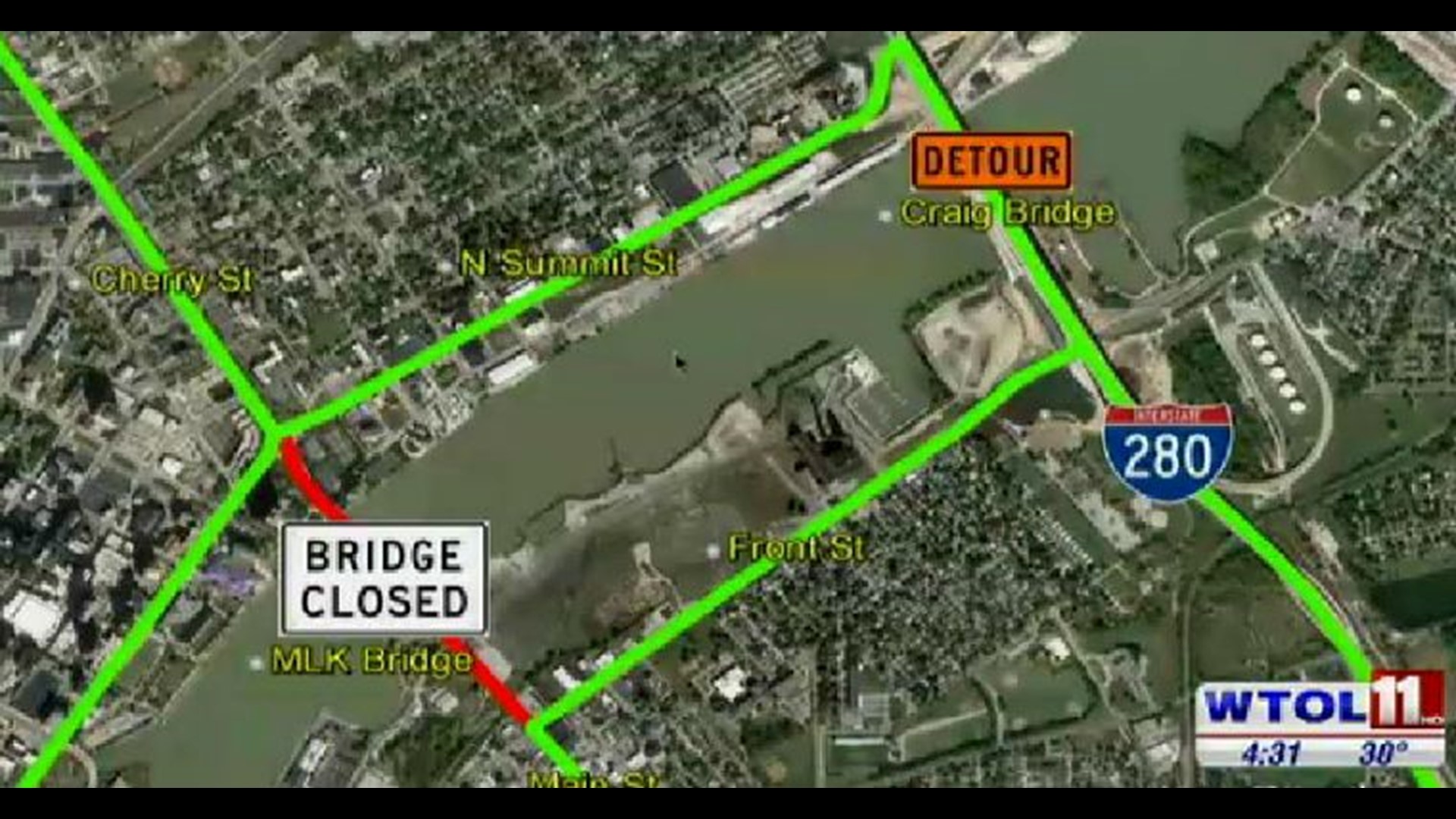 MLK Jr. Bridge remains upright for sixth day | wtol.com