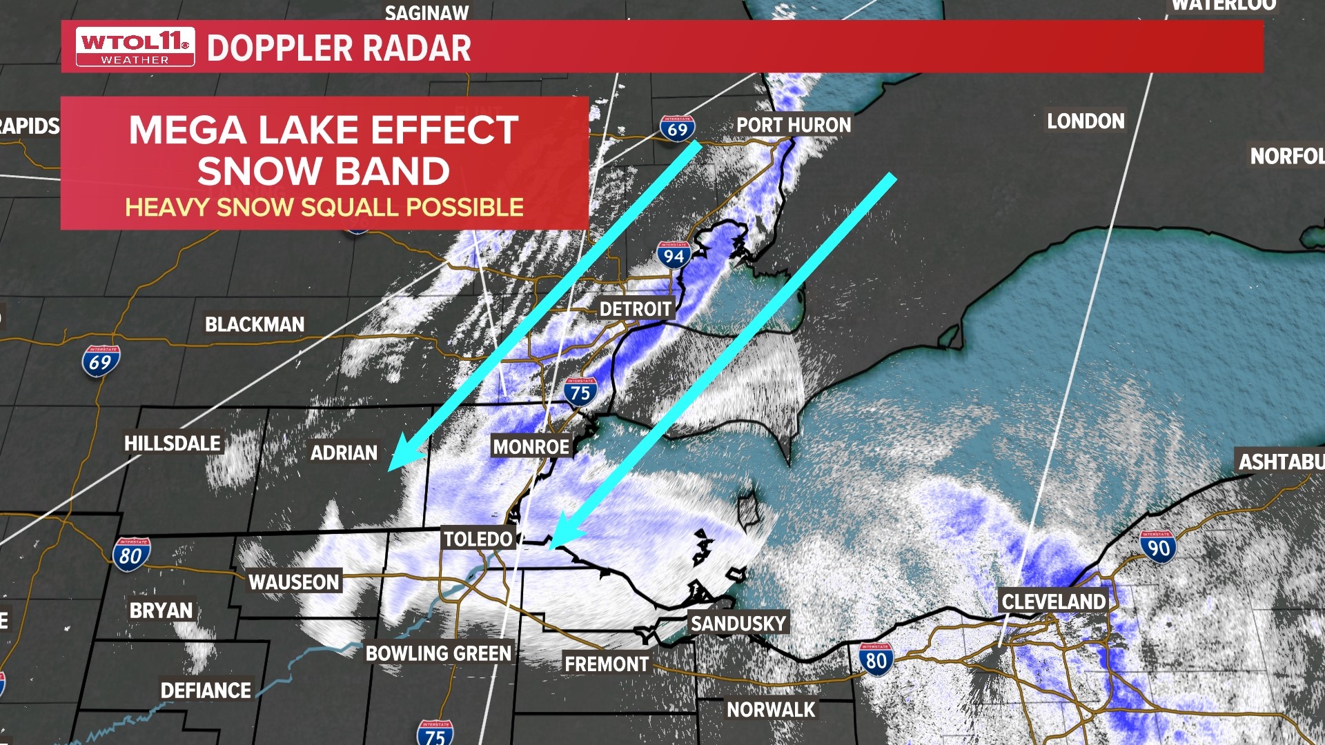 Very rare lake effect snow squall is arriving into the Toledo metro ...
