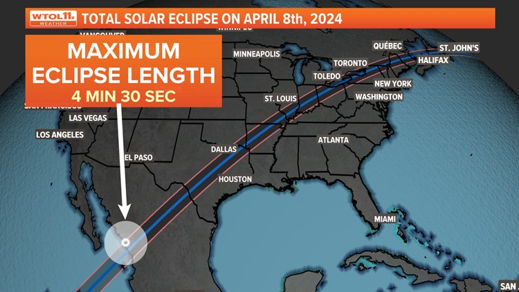 Total solar eclipse paths and times Ohio 2024 | wtol.com