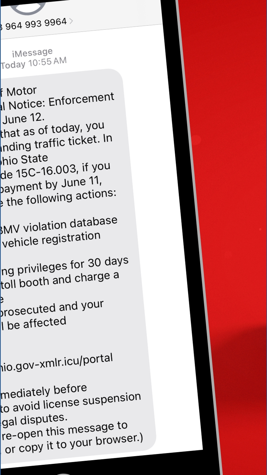 Did you get this text from the BMV? It's a scam message targeting ...