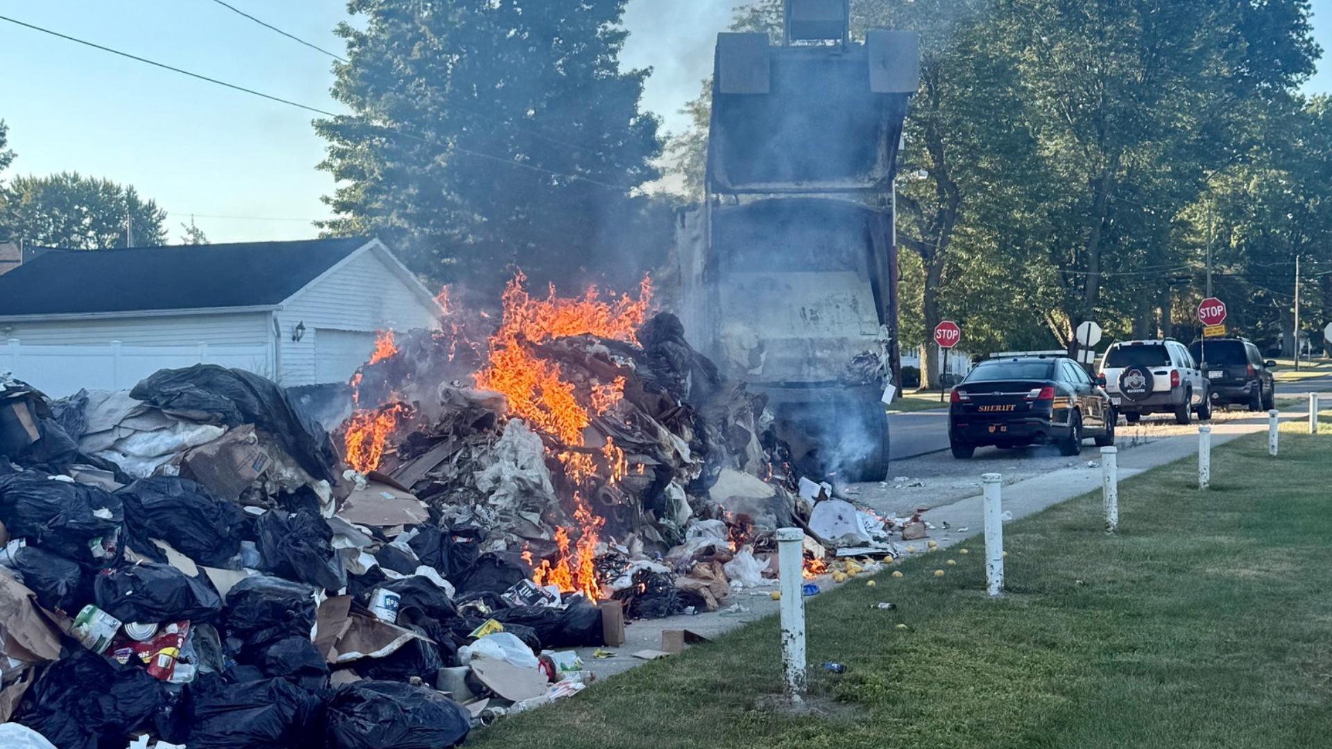 Trash catches fire inside garbage truck in Tiffin | wtol.com