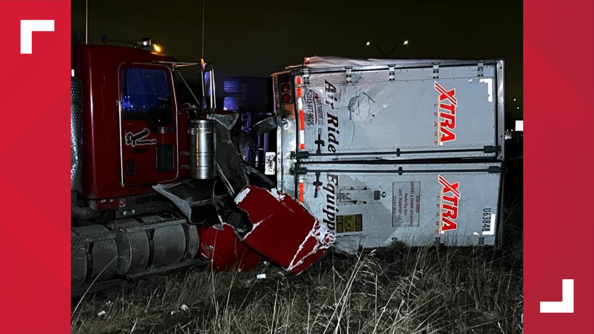 Semi truck flips after crashing into merging semi on I-75 | wtol.com