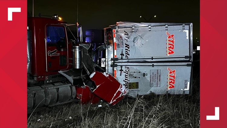Semi truck flips after crashing into merging semi on I-75 | wtol.com