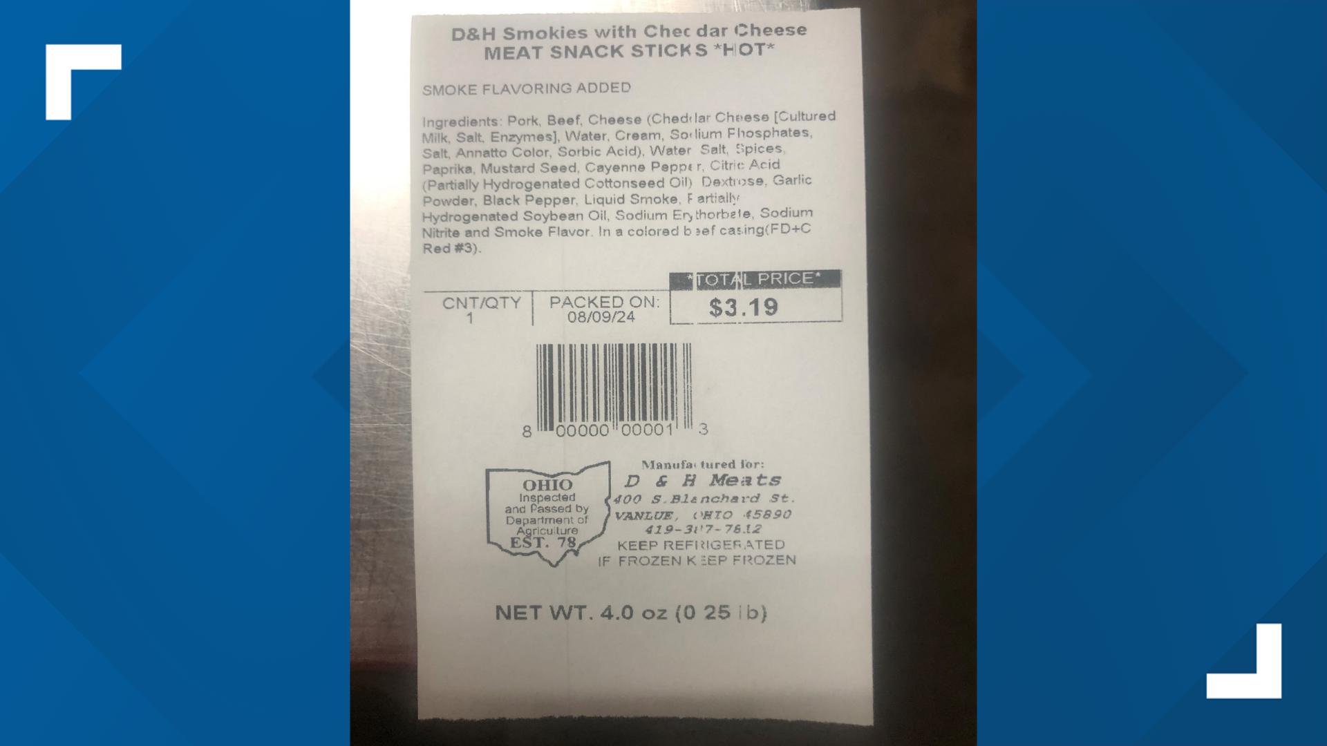 Recall issued for meat snack sticks in northwest Ohio | wtol.com