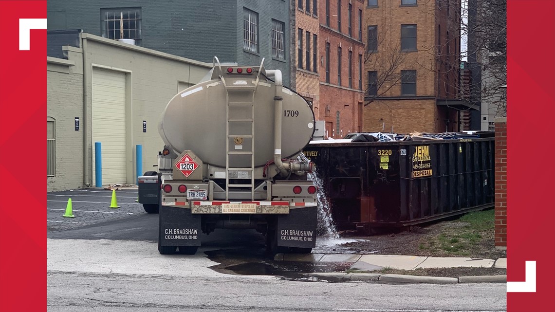 Large gas spill in downtown after tanker hits dumpster | wtol.com
