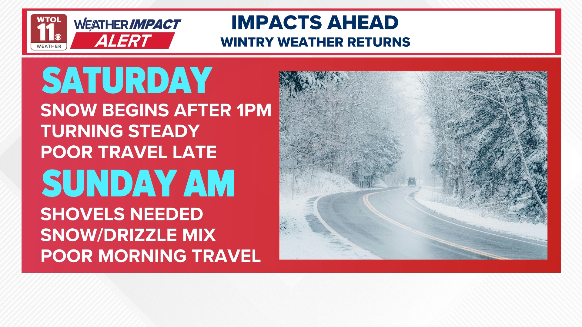 WEATHER IMPACT ALERTS: Snowy conditions arrive Saturday, lasting into ...