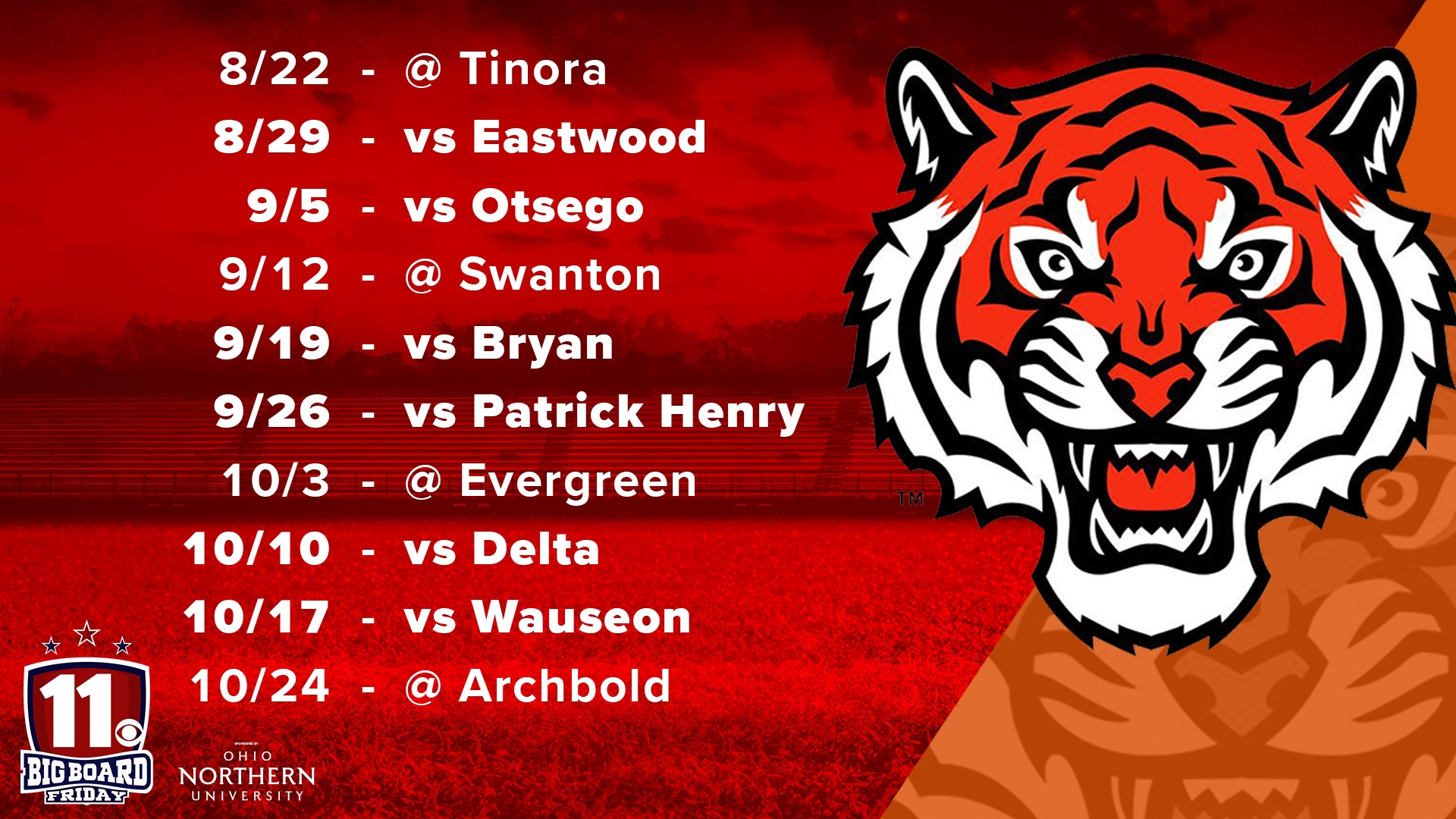 Liberty Center Tigers - Big Board Friday Countdown to Kickoff | wtol.com