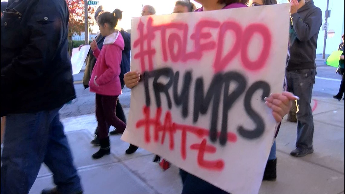 Large anti-Trump protest breaks out in Toledo | wtol.com
