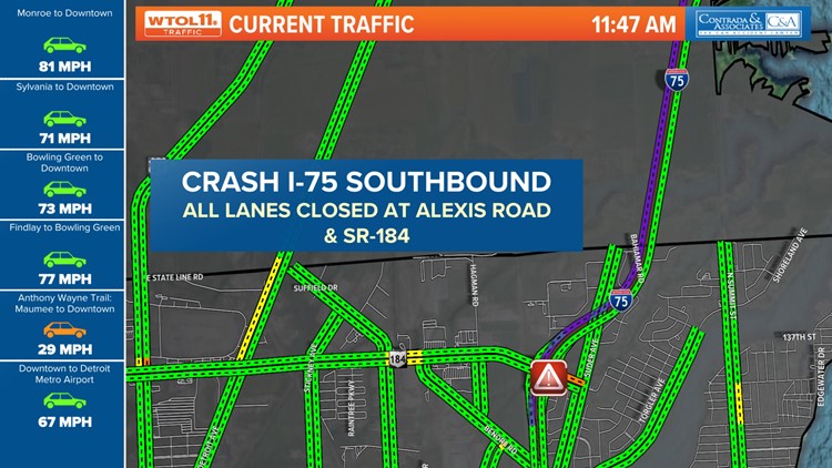 I-75 SB closed near state line following crash | wtol.com
