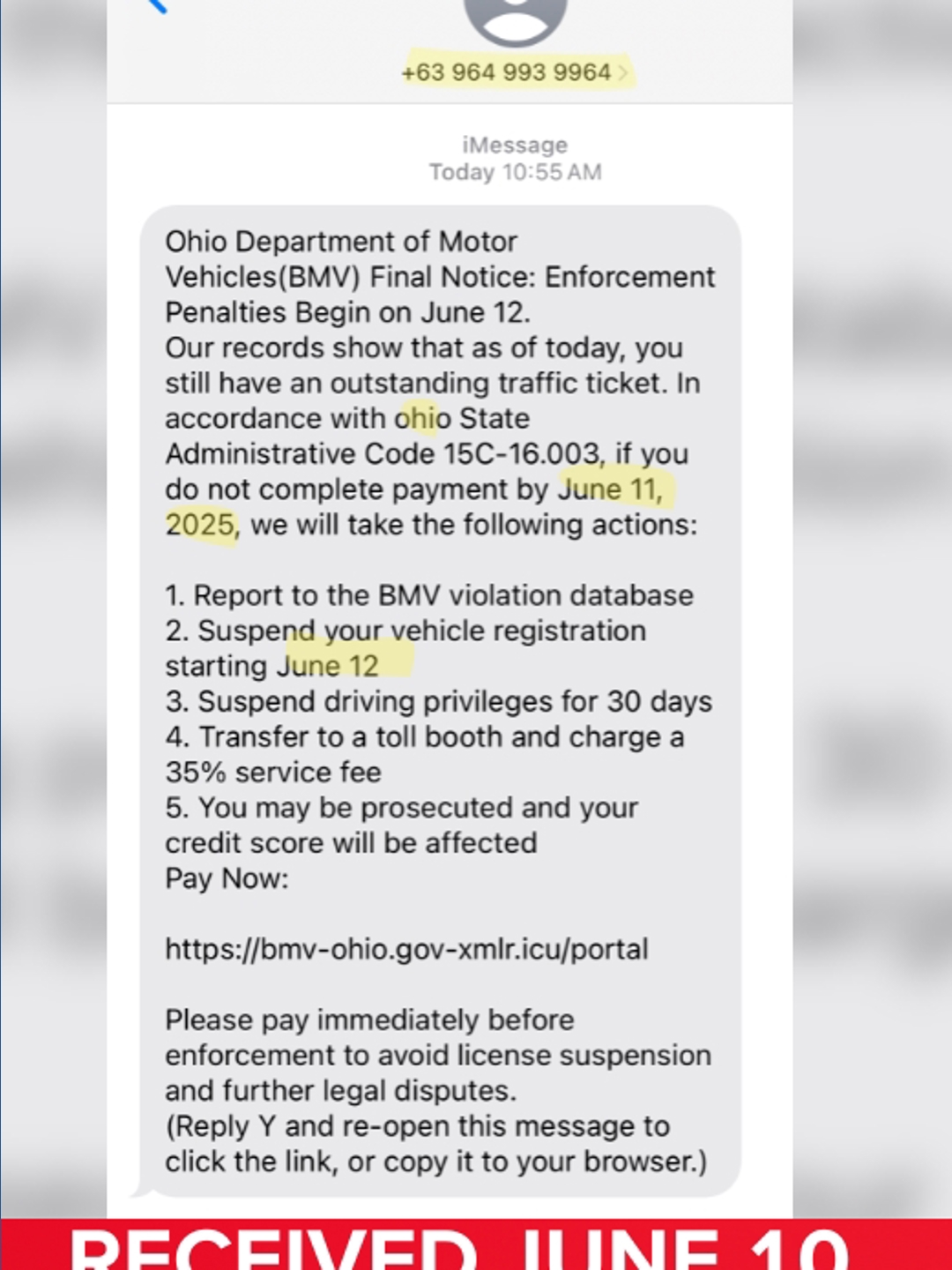 Did you get this text from the BMV? It's a scam message targeting ...