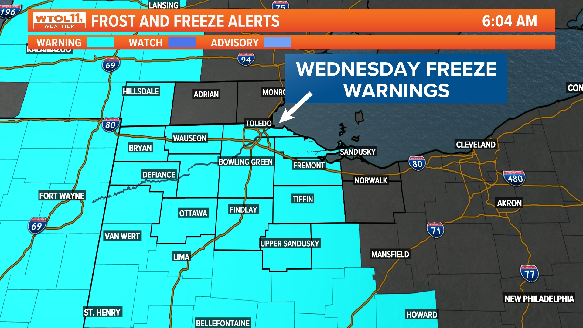 Freeze warning issued for northwest Ohio ahead of Wednesday | wtol.com