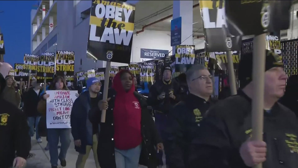 Amazon workers strike across the country; company accuses Teamsters of ...