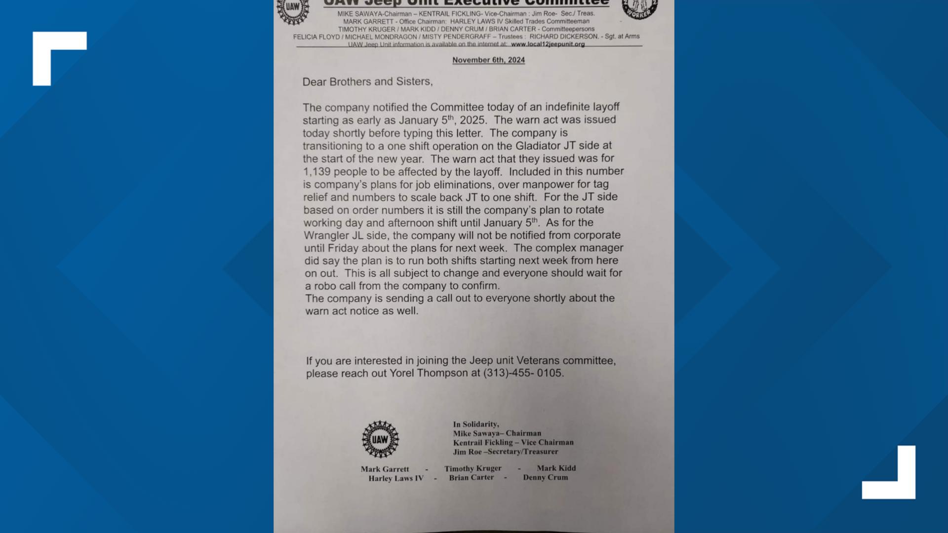 'Indefinite layoffs' expected at Toledo Assembly Complex | wtol.com
